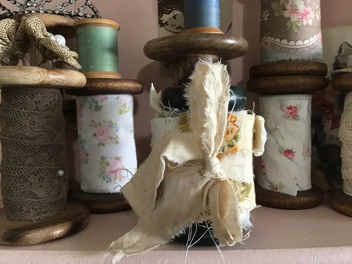 Vintage Wooden Spool Snippet Roll Handmade Craft Embellishment - Etsy