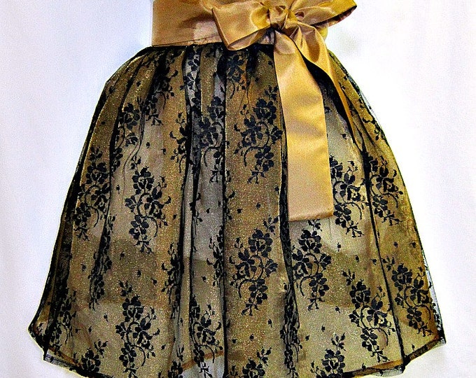 Half Apron SHEER Sexy Black LACE & GOLD Organza Couture Noir - Etsy