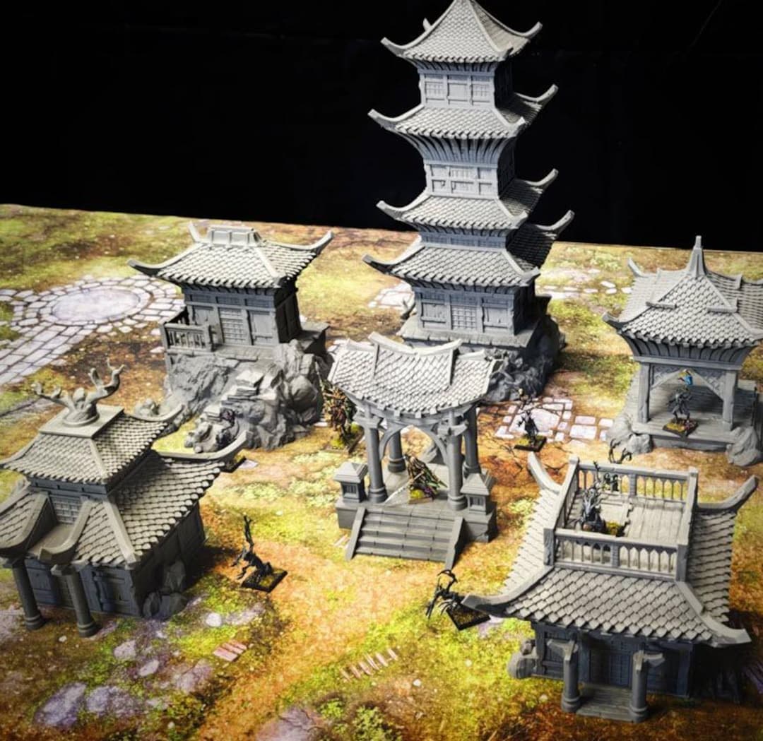 East Asian Pagoda Terrain 28mm 32mm Wargaming Scenery for Fantasy Games ...