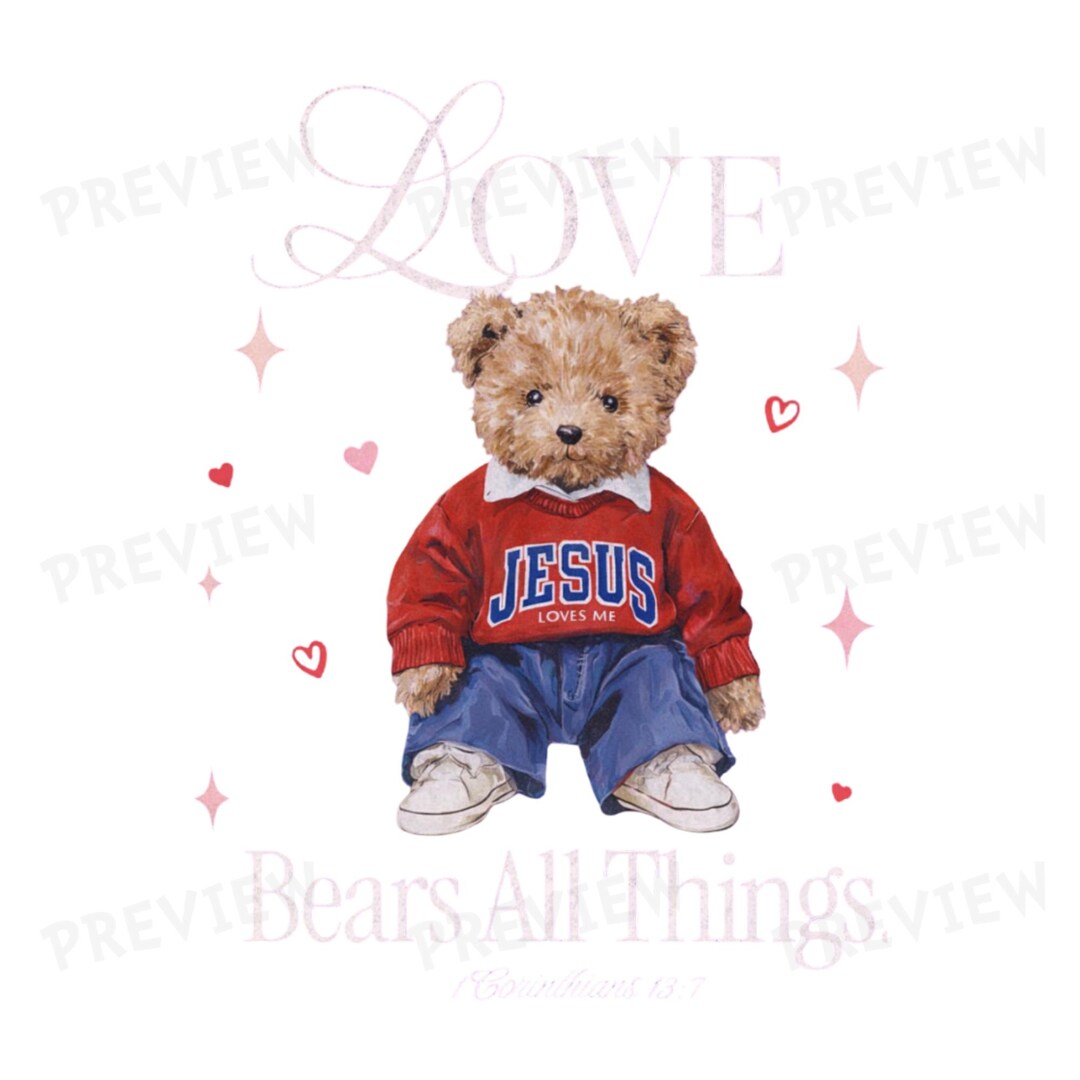 Christian Teddy Bear SVG PNG | Jesus Loves Me Valentine Design | Love ...