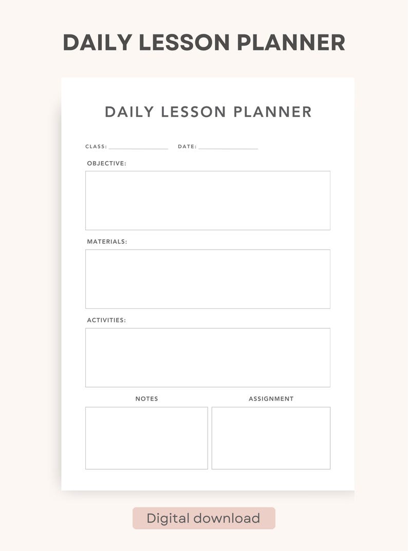 Teacher Lesson Planner Printable PDF - Weekly & Daily Lesson Plan ...