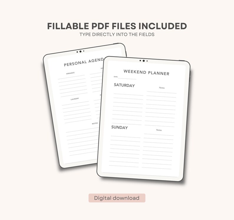Weekend Planner Printable PDF – Saturday & Sunday Schedule, Weekly ...