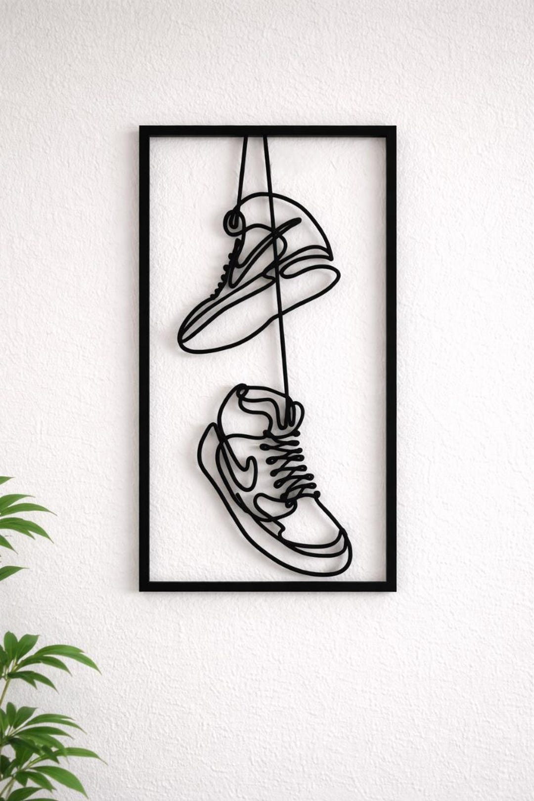 Minimalist Nike Jordan Sneakers Wall Art | Black 3D Printed Hanging ...