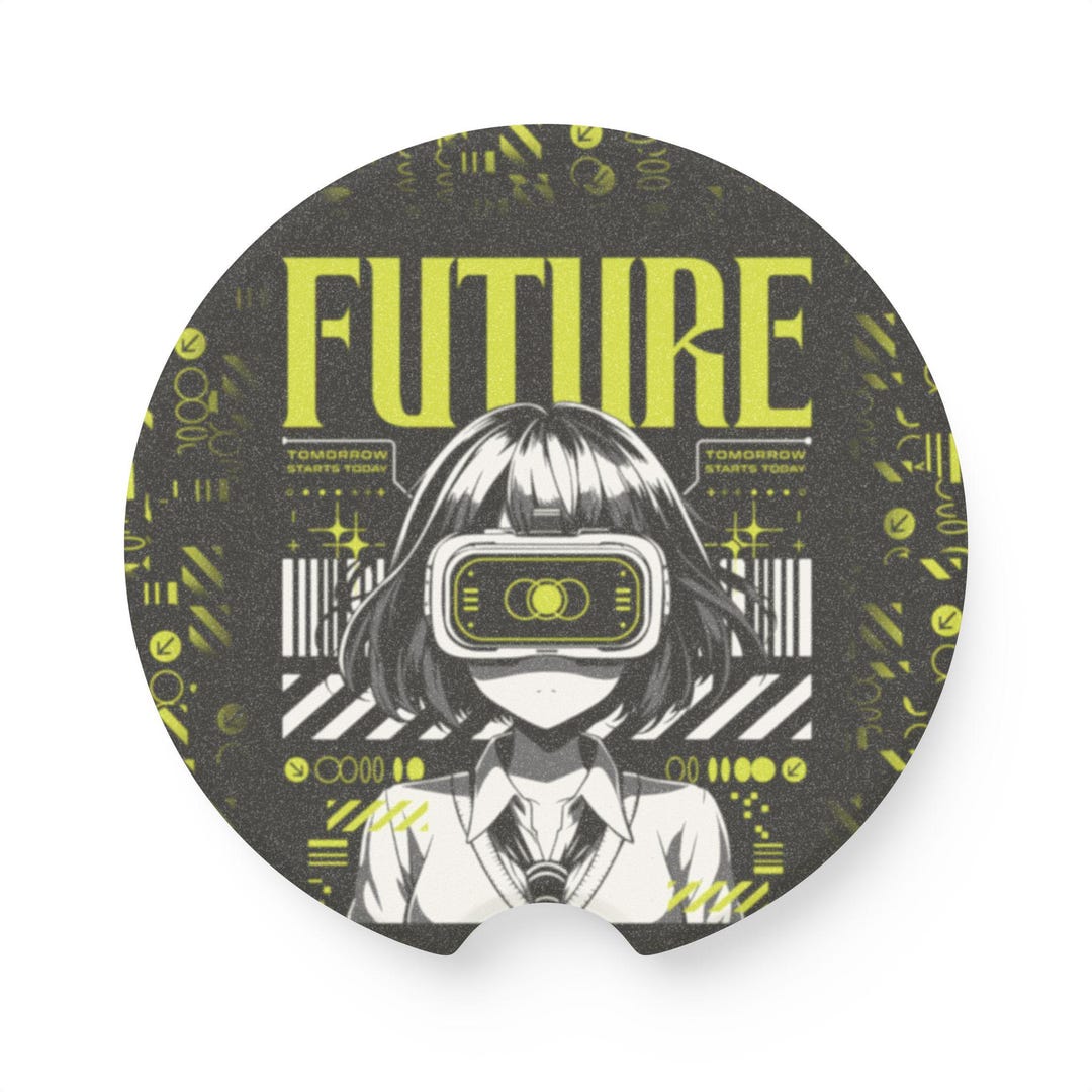 Cyberpunk Girl Car Coaster | VR Art, Soapstone Absorbent Coaster - Etsy