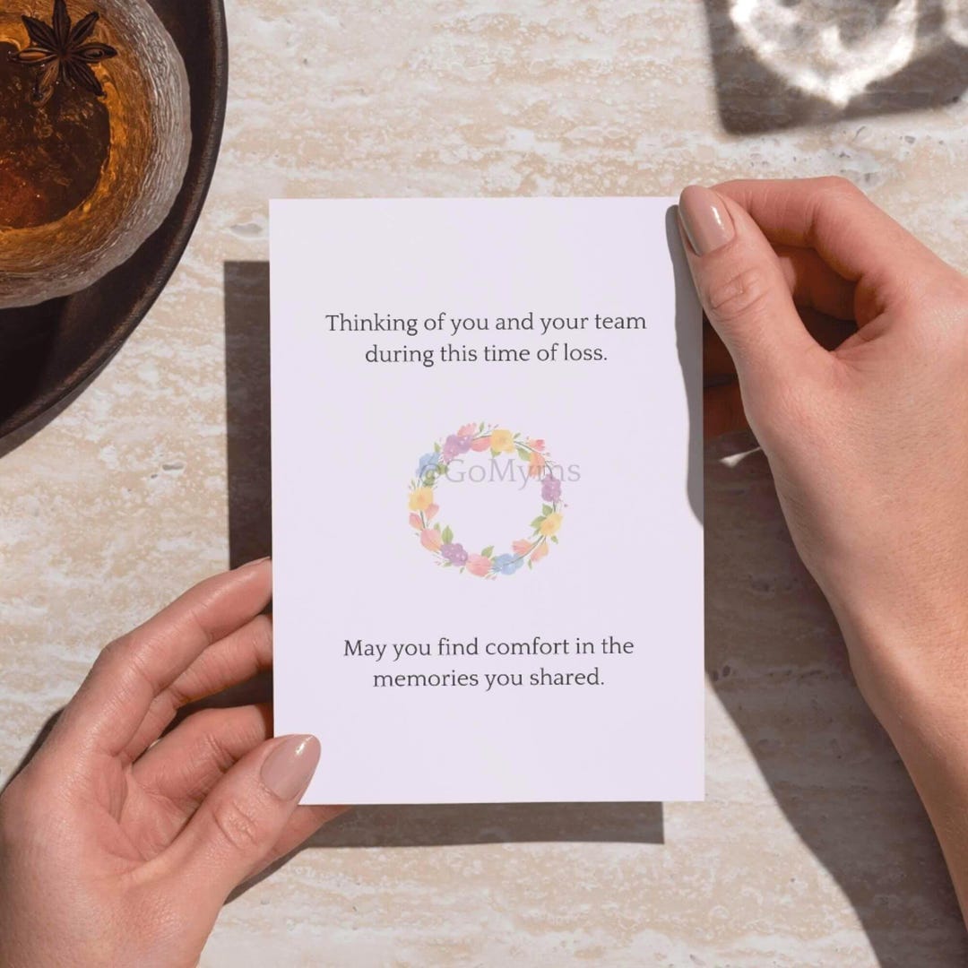 Colleague Sympathy Card Printable | Team Member Condolence | A4 A5 A6 ...