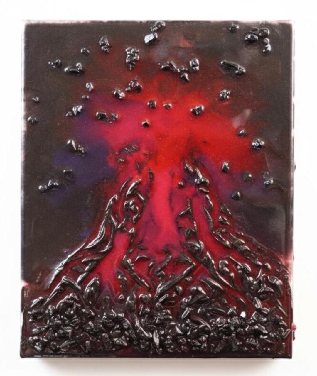 3D Volcano Resin Art - "magma Flow" Textured Canvas (8x10 Inches) - Etsy