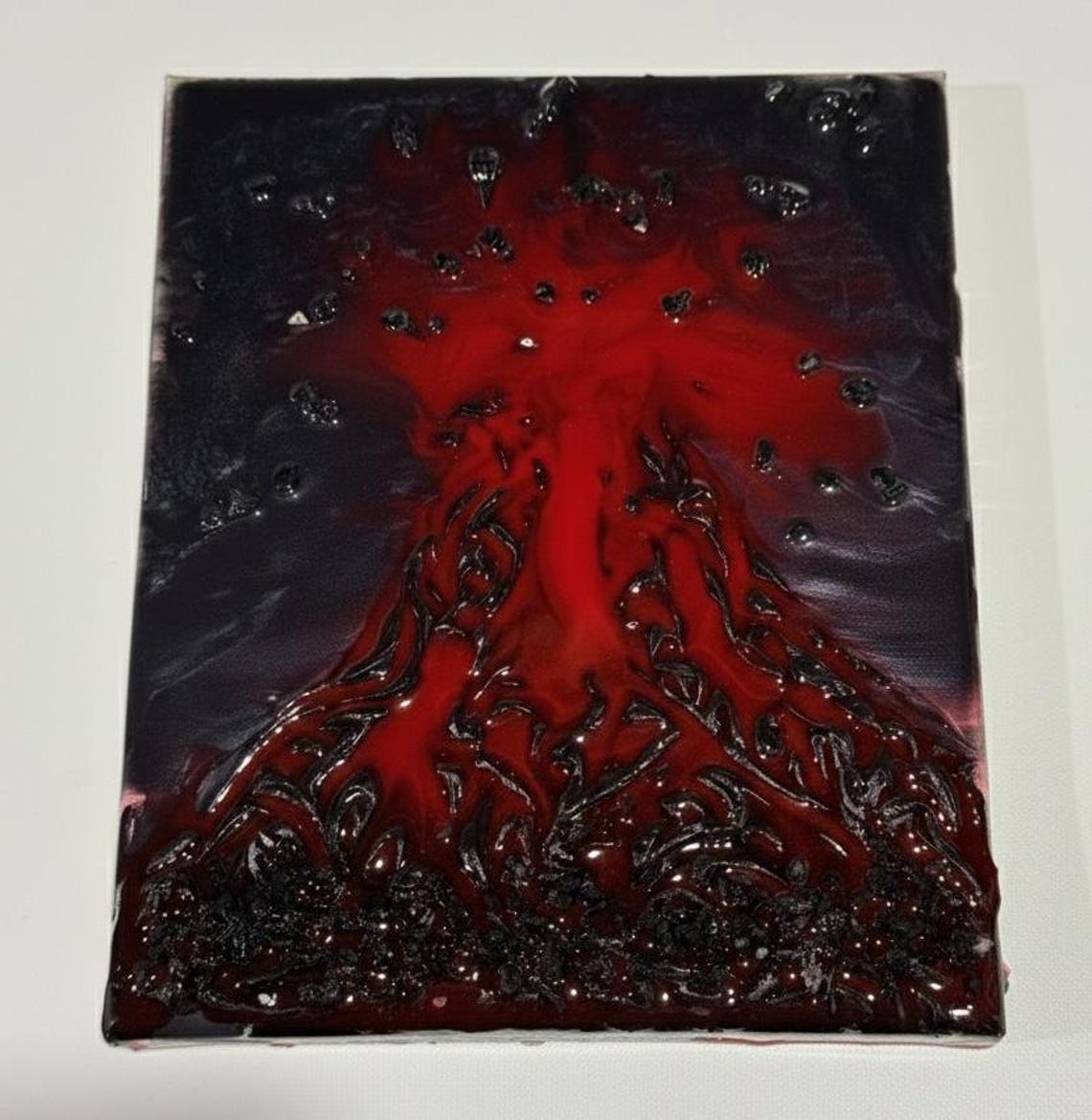 3D Volcano Resin Art - "magma Flow" Textured Canvas (8x10 Inches) - Etsy