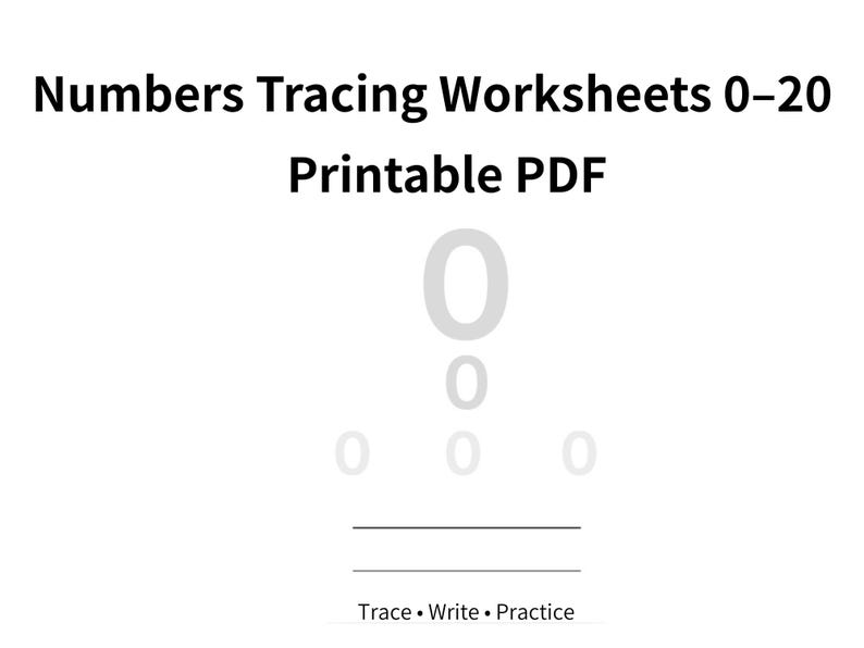 Numbers Tracing Worksheets 0–20 | Printable PDF Bundle | Preschool Ages ...