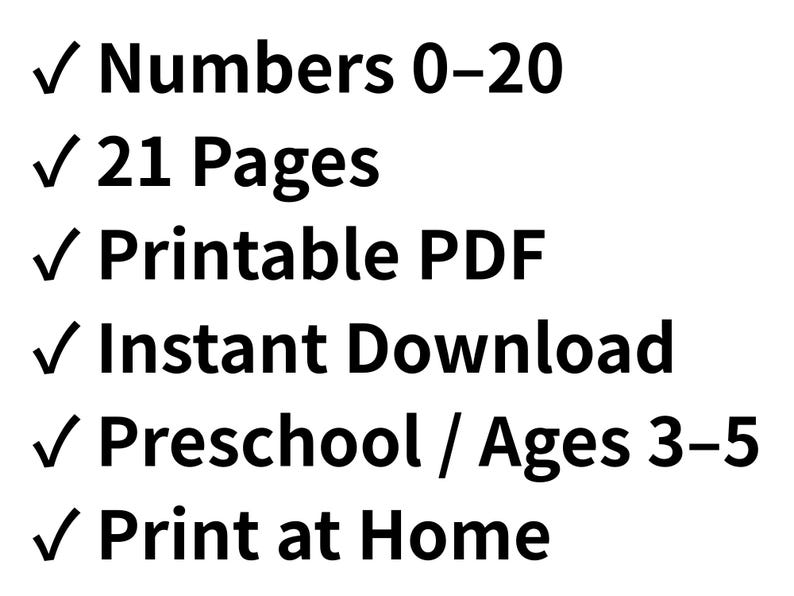 Numbers Tracing Worksheets 0–20 | Printable PDF Bundle | Preschool Ages ...