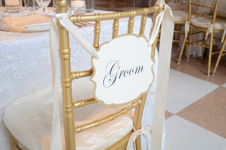 Bride and Groom Chair Signs, Elegant Bride and Groom Chair Signs ...