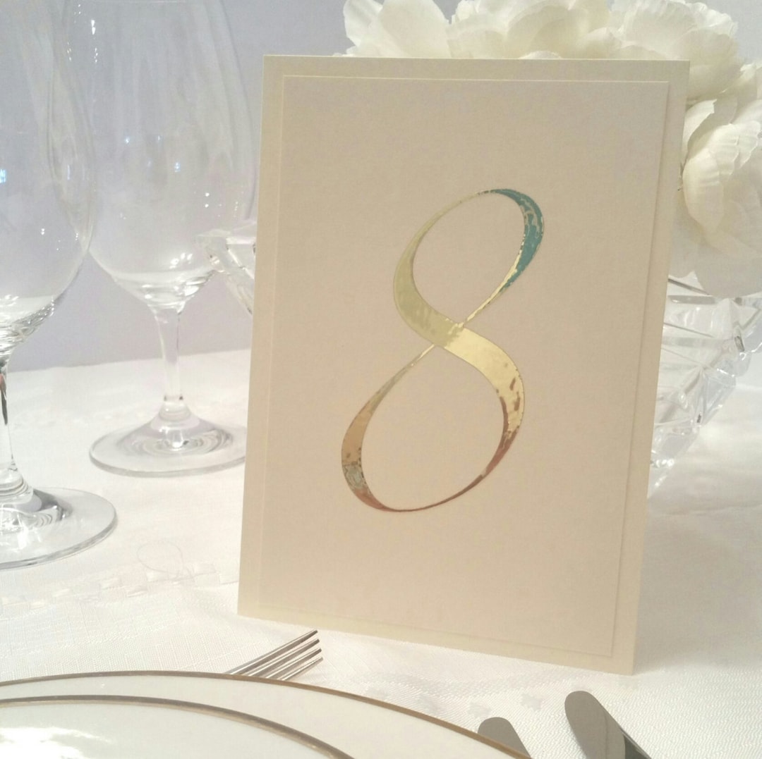 Gold Foil Table Number, Ivory Table Number With Gold Number, Gold Table ...