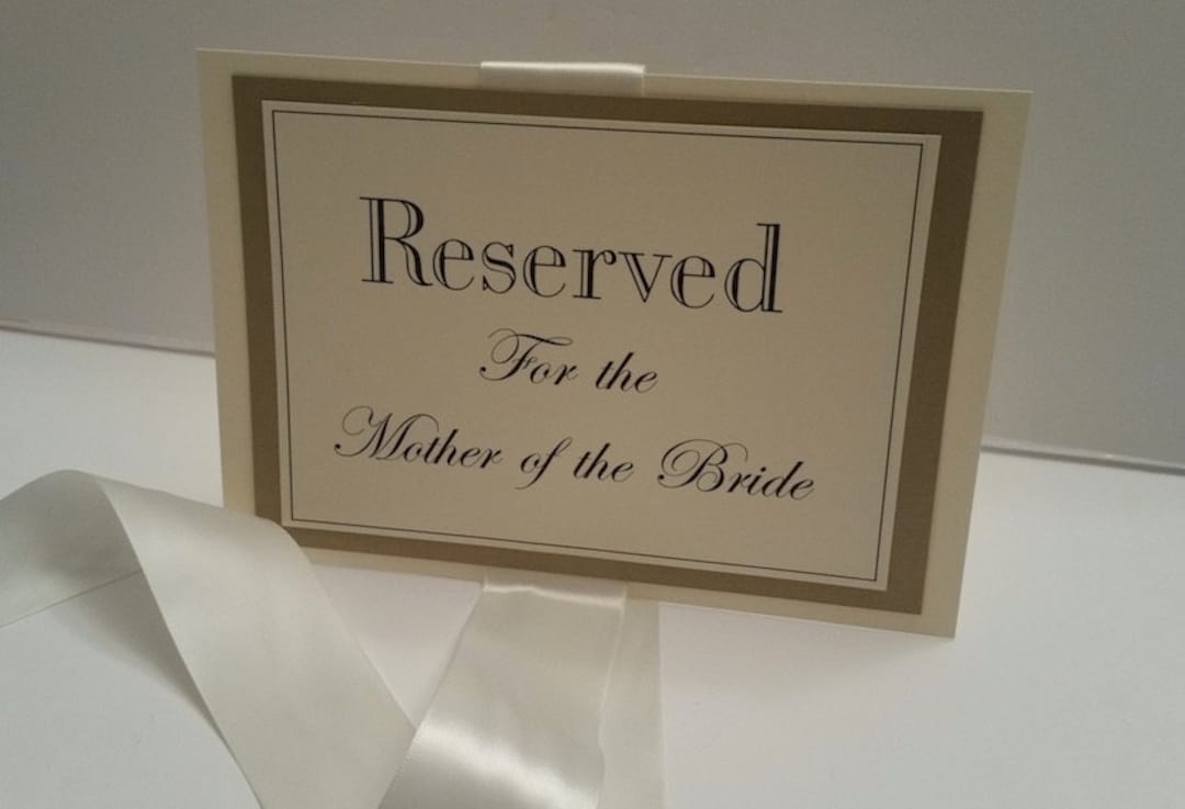 Reserved Ceremony Sign (5x7) With Satin Ribbon Set of 4 - Etsy
