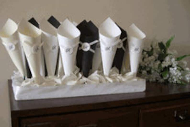 Monogrammed Wedding Paper Cones With Ribbon Wrap - Etsy