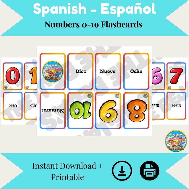 Spanish Numbers 0–10 Flashcards for Kids & Beginners | Printable ...