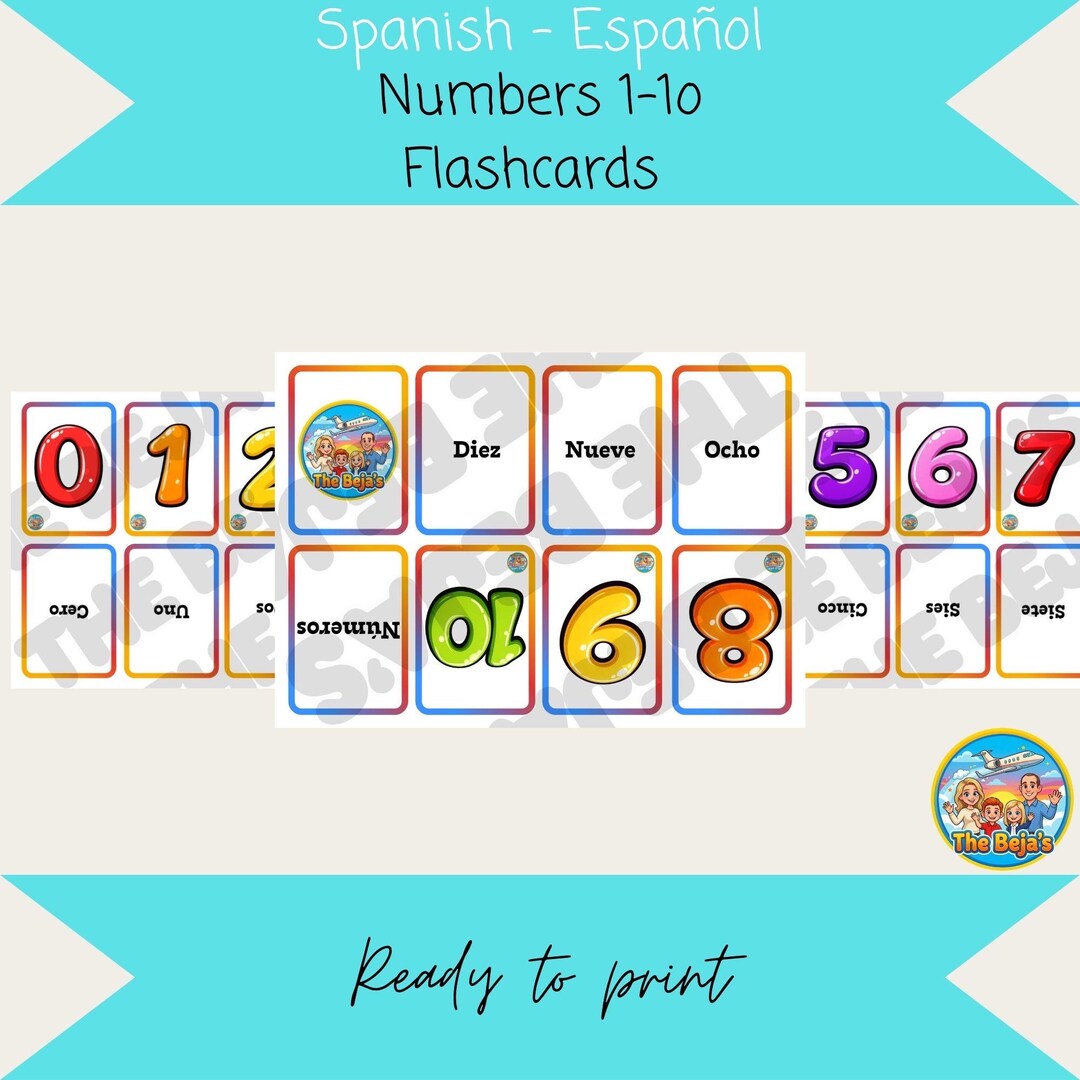 Spanish Numbers 1–10 Flashcards for Kids & Beginners | Printable ...