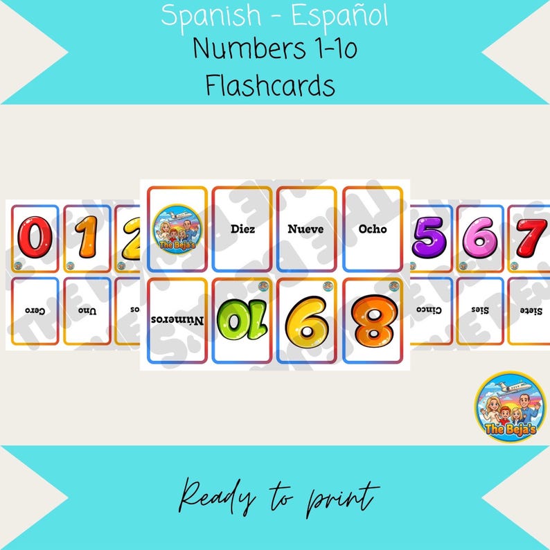 Spanish Numbers 1–10 Flashcards for Kids & Beginners | Printable ...