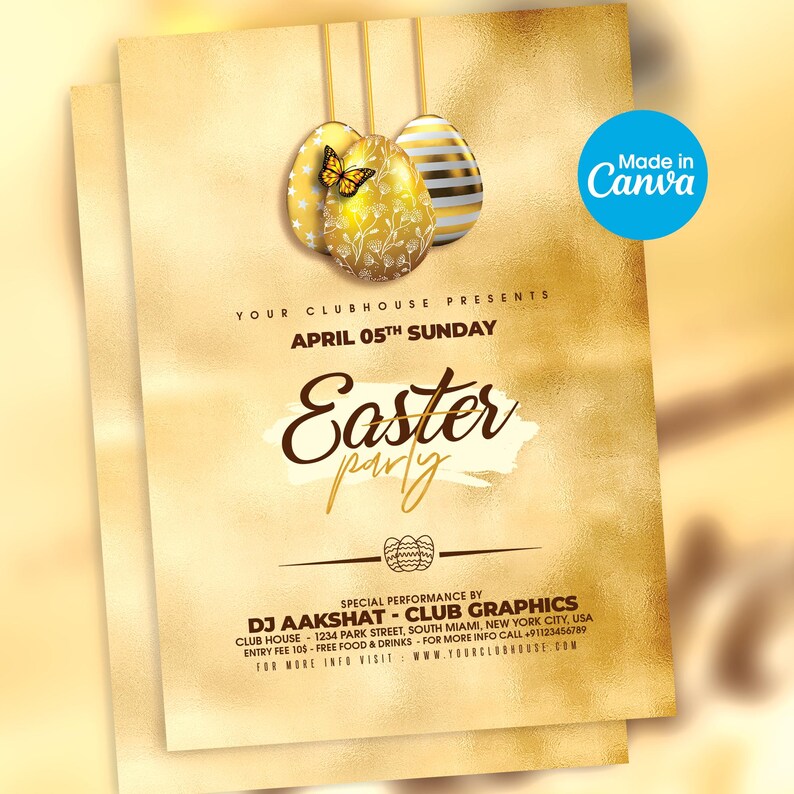 Easter Flyer Editable Canva Template, Easter Day Egg Hunt Poster, Bunny ...