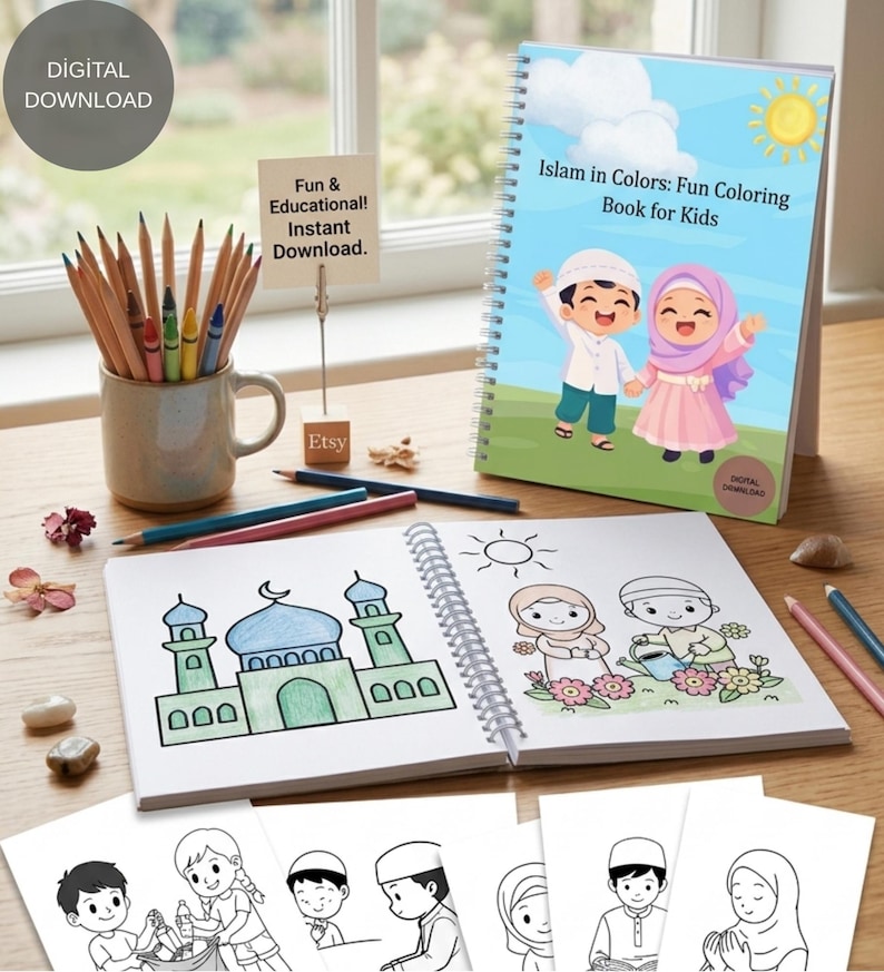 Islamic Coloring Pages for Adults, Printable Ramadan Activity, Mosque ...
