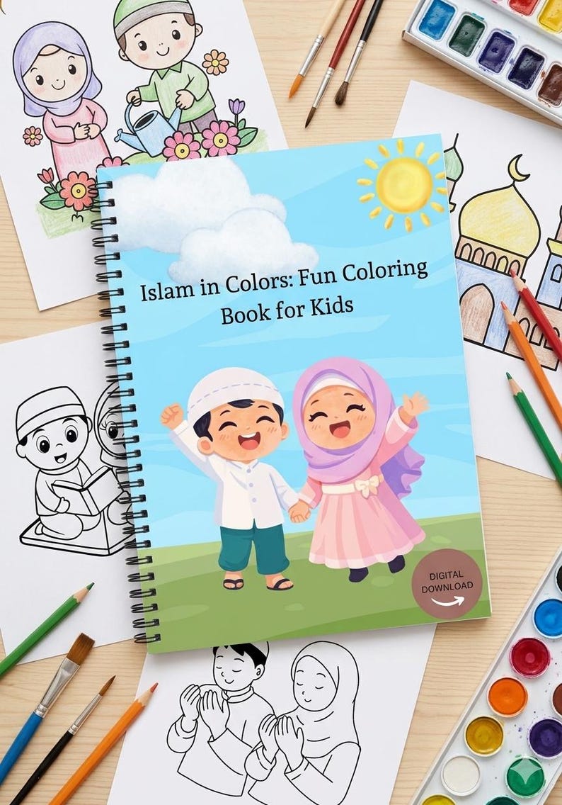 Islamic Coloring Pages for Adults, Printable Ramadan Activity, Mosque ...