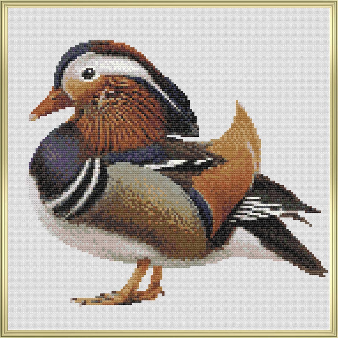 Mandarin Duck Cross Stitch Pattern PDF, Colorful Bird Embroidery Design ...