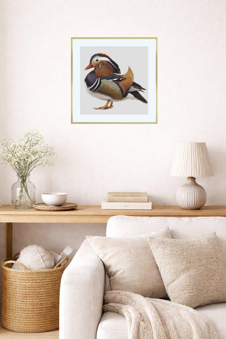Mandarin Duck Cross Stitch Pattern PDF, Colorful Bird Embroidery Design ...
