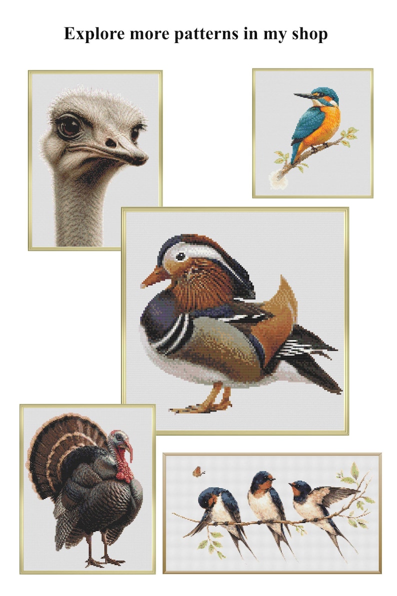 Mandarin Duck Cross Stitch Pattern PDF, Colorful Bird Embroidery Design ...