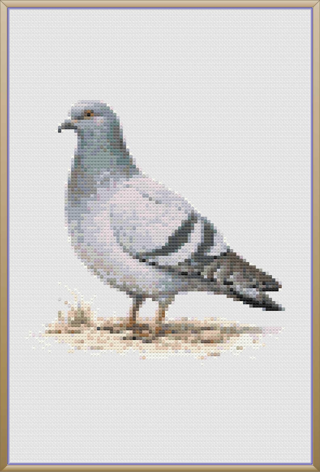 Urban Pigeon – Female Cross Stitch Pattern, Modern Bird Design ...