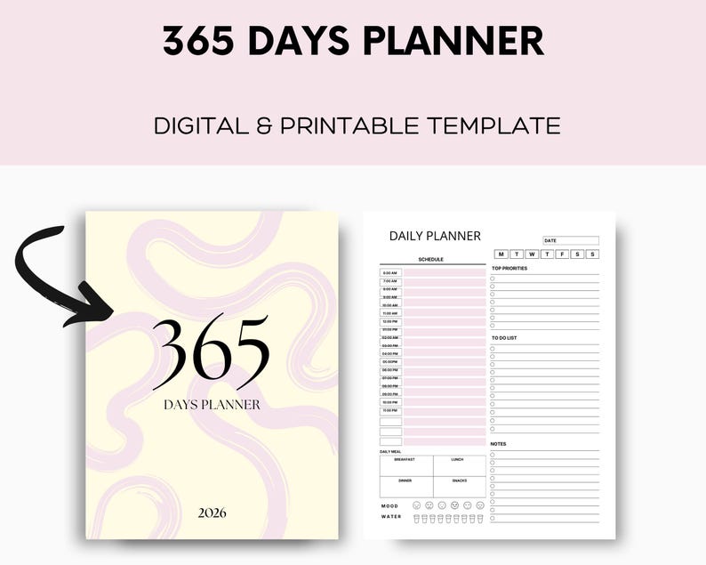 365 Day Planner Printable | Daily Planner PDF | Yearly Life Planner ...