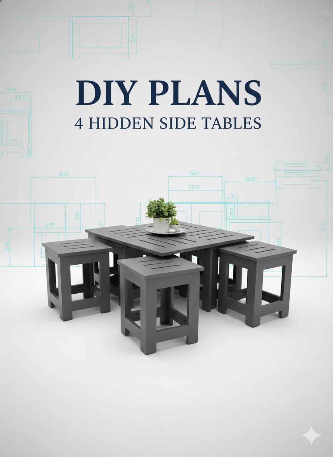 Outdoor Coffee Table With 4 Hidden Side Tables Plans - Nesting Patio ...