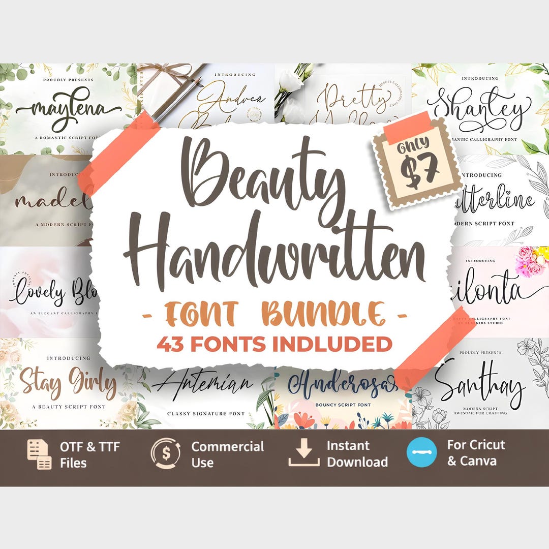 43 Handwritten Font Bundle, Script Calligraphy Fonts, OTF TTF ...