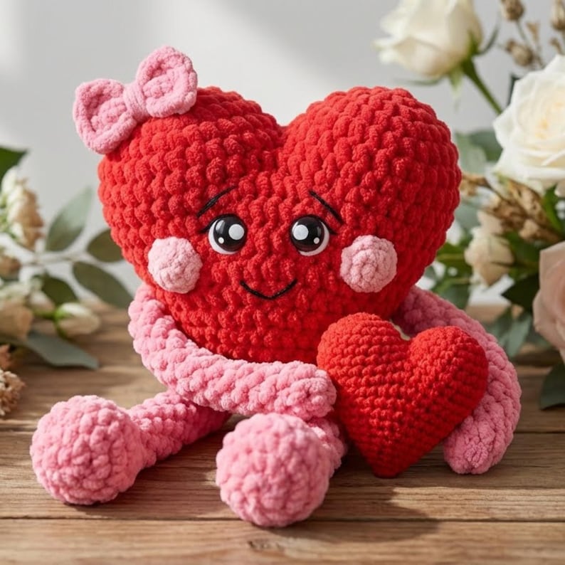 Hugging Heart Crochet Pattern – Velvet Amigurumi Plushie (PDF Pattern ...