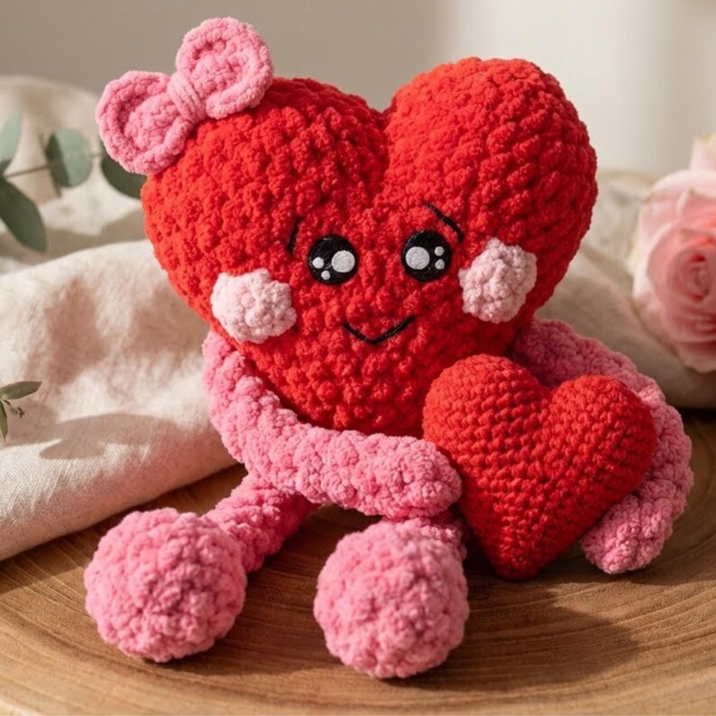 Hugging Heart Crochet Pattern – Velvet Amigurumi Plushie (PDF Pattern ...