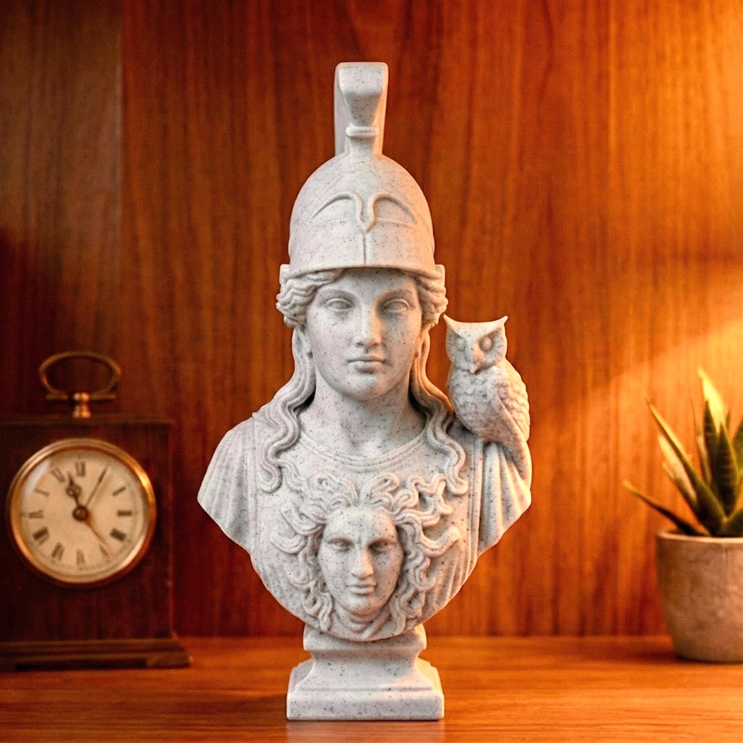 Athena Bust Statue | Greek Goddess of Wisdom & War | Dark Academia Desk ...