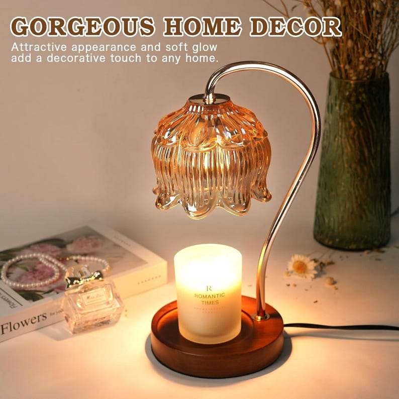 Flower Candle Warmer Lamp With Timer, Dimmable Lotus Wax Warmer for Jar ...