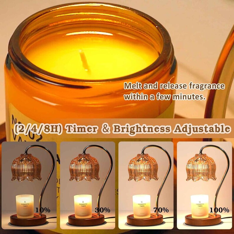 Flower Candle Warmer Lamp With Timer, Dimmable Lotus Wax Warmer for Jar ...