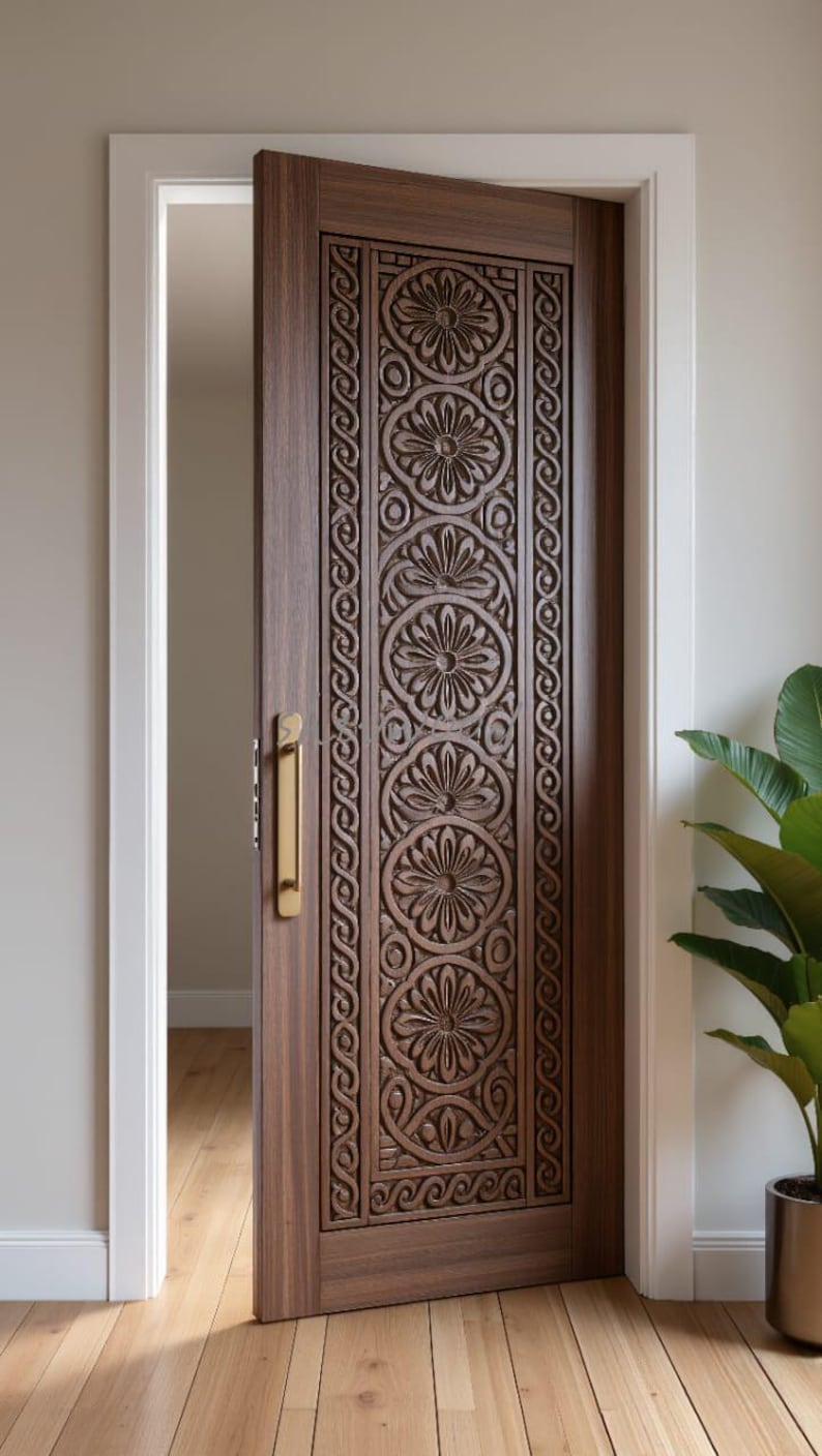 Royal Antique Sliding Wooden Door, Exquisite Handcrafted Floral Carving ...