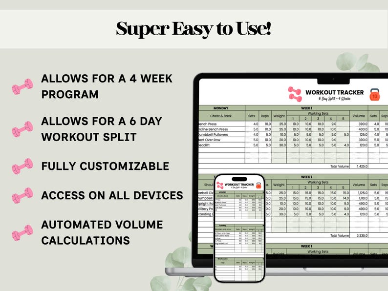 Simple Workout & Cardio Tracker | Green | Google Sheets Template ...