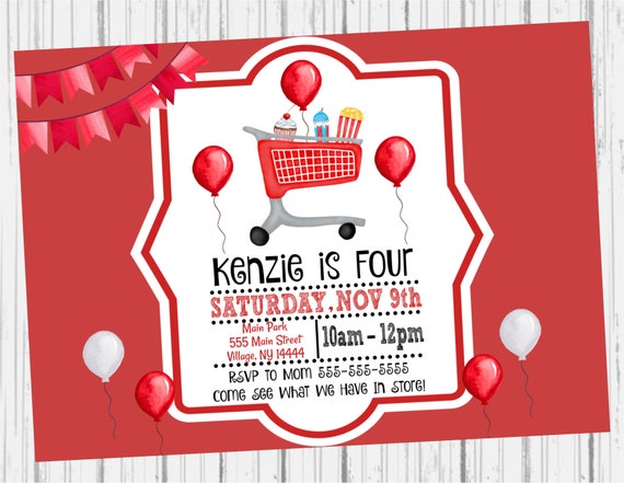 Red Shopping Birthday Invitation Printed - Etsy