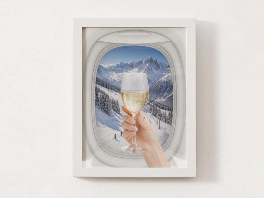 Chamonix Travel Poster, White Wine Wall Art, Alpine Mountain Printable ...