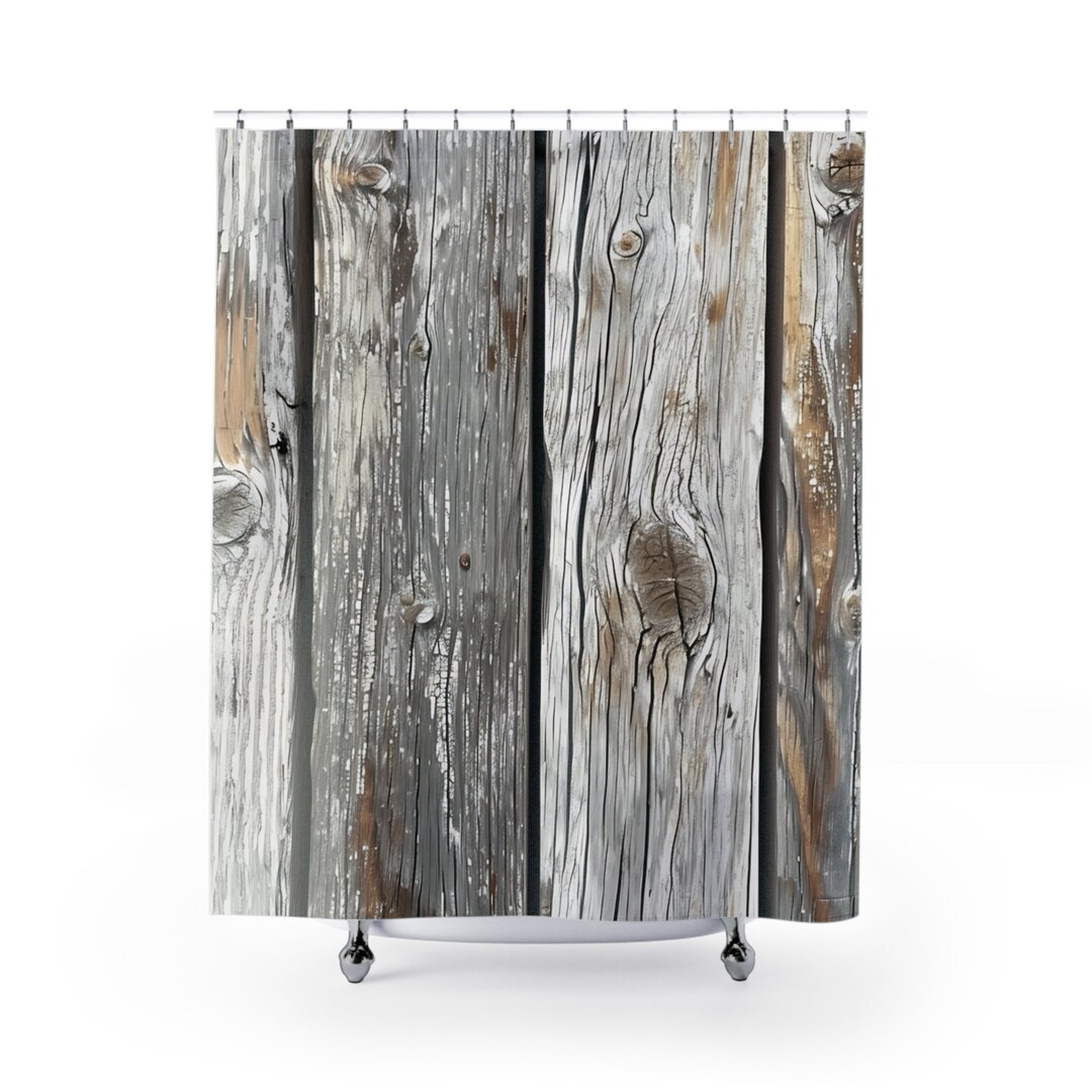 Rustic Wood Look Shower Curtains, Barn Siding Bath Decor, Lodge Home ...