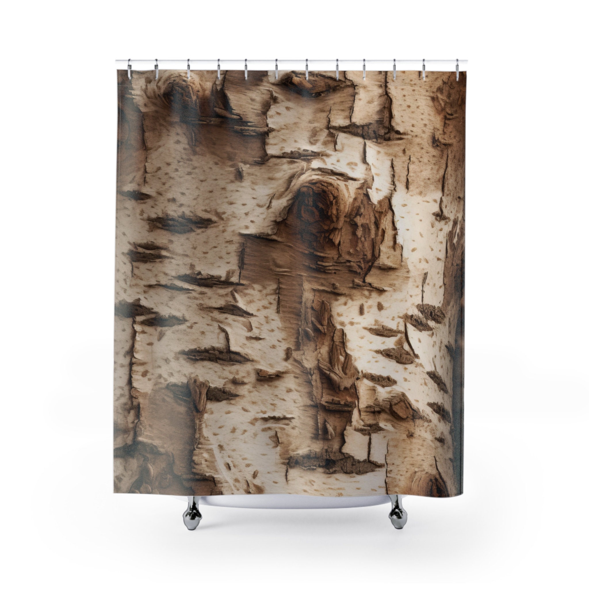 Birch Tree Bark Shower Curtain, Primitive Home Decor, Masculine ...