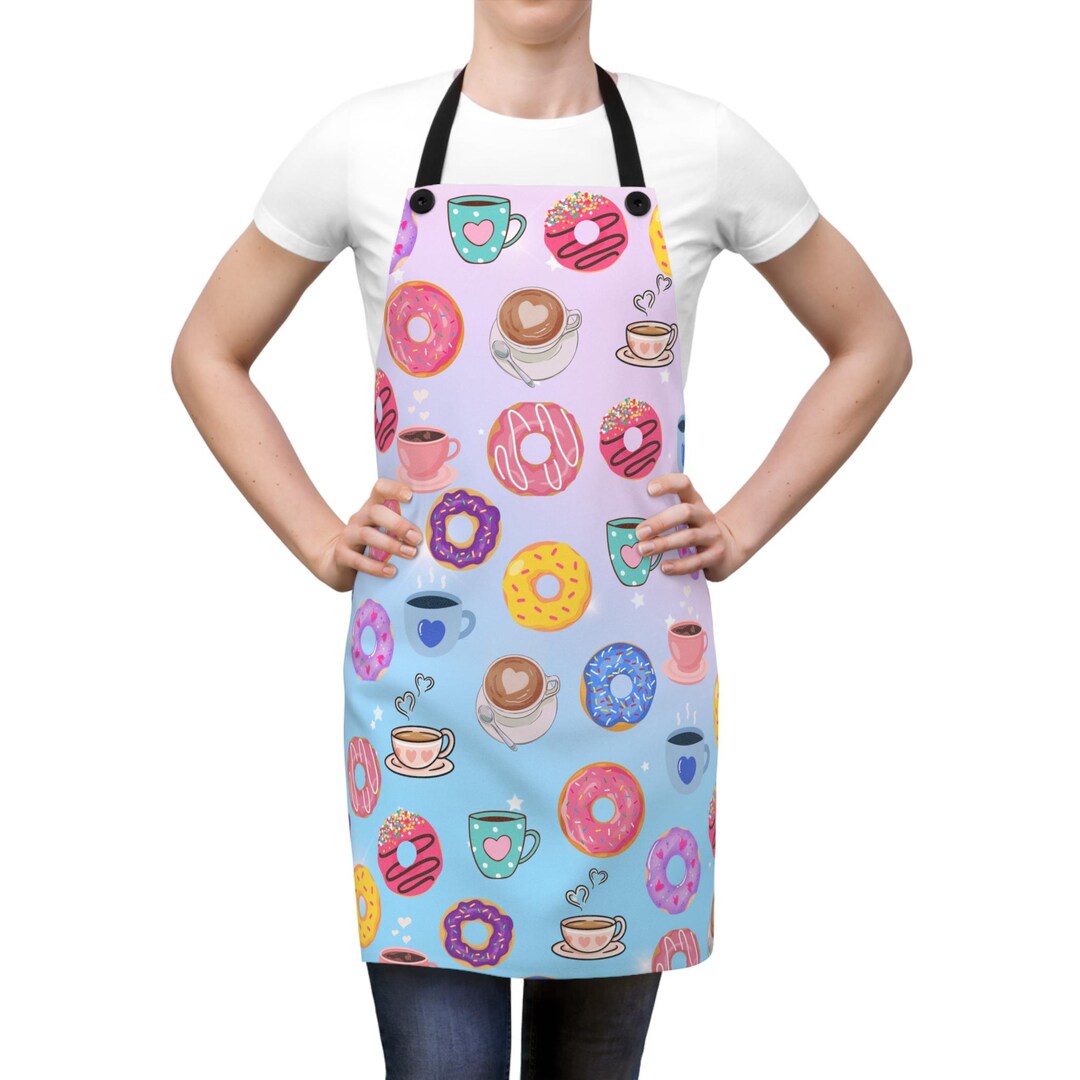 Donut Delight Apron, Doughnuts & Coffee Cute Kitchen Gift for Baking ...