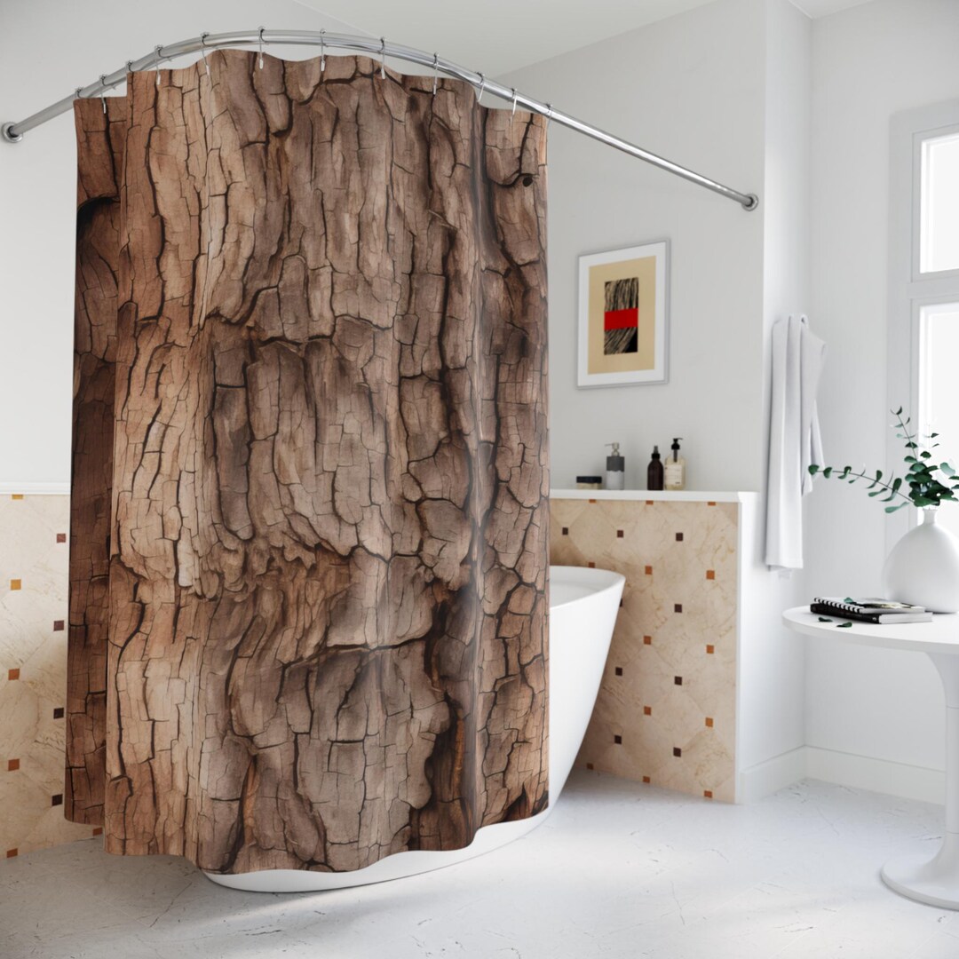 Tree Bark Shower Curtain, Primitive Home Decor, Masculine Bathroom ...