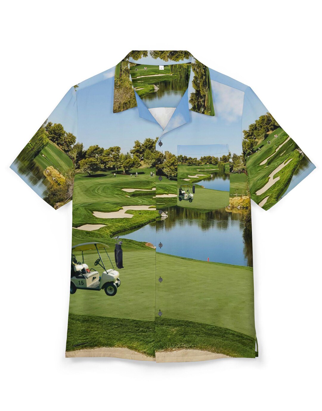 Cool Golf Course Print Camp Shirt, All Over Print Golfing Hawaiian ...