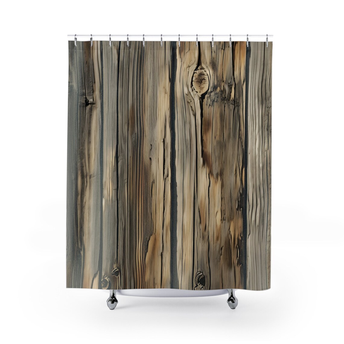 Rustic Wood Look Shower Curtains, Barn Siding Bath Decor, Lodge Home ...