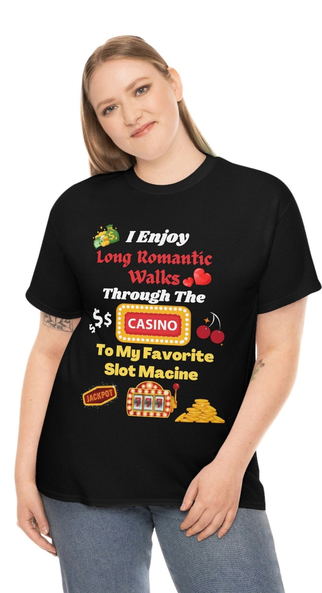 Funny Sarcastic Casino T Shirt, I Enjoy Long Romantic Walks Through the ...