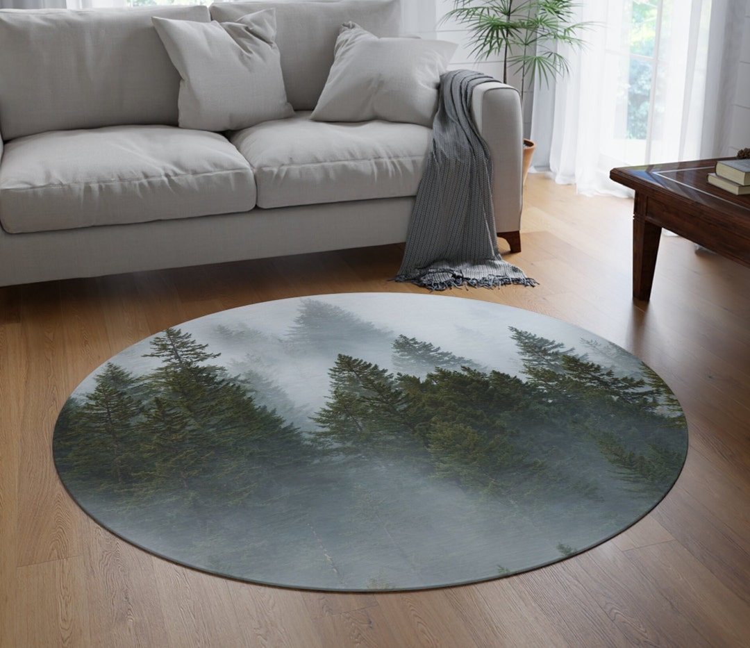 Smoky Pine Trees Area Rug, Mountain Cabin Home Decor, Lodge Entryway ...