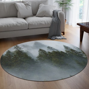 Smoky Pine Trees Area Rug, Mountain Cabin Home Decor, Lodge Entryway ...