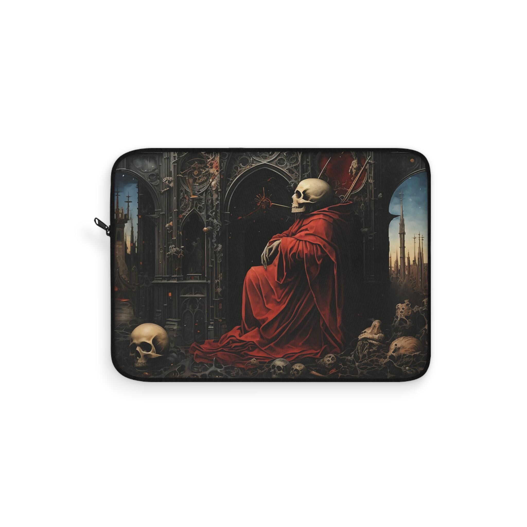 Gothic Skull Bishop Laptop Sleeve, Dark Victorian Cathedral Computer ...