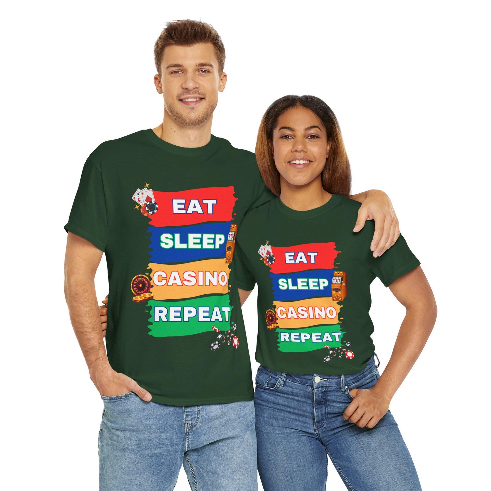 Funny Sarcastic Casino T Shirt, Eat Sleep Casino Repeat T-shirt ...